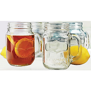 Circleware Simply Mason Jar Mug Shot Glasses with Handle, Set of 6, Party Home Entertainment Dining Beverage Drinking Glassware for Brandy, Liquor, Bar Decor, Jello Cups, 4.7 ounce, Clear (66993)