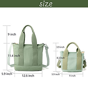 Large Tote Bag for Women,Canvas Totes Bags with Pockets,Crossbody Purse Hobo Handbag with Zipper,Shoulder Satchel Messenger Bag with Compartments for Work,Shopping,Beach,with Long Strap,2 Sizes