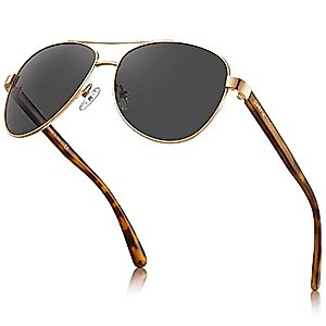 CARFIA Retro Trendy Pilot Sunglasses for Women Polarized UV Protection, Lightweight Outdoor Driving Lady Sunnies Metal Frame