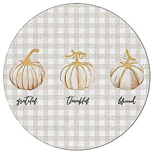 Bufflao Plaid Pumpkins Large Area Rugs Carpet 6 Feet for Bedroom Living Room,Accent Throw Kitchen Hallway Bathroom Runner Rug Low Pile Entryway Door Floor Mat,Thanksgiving Harvest Festival Fall