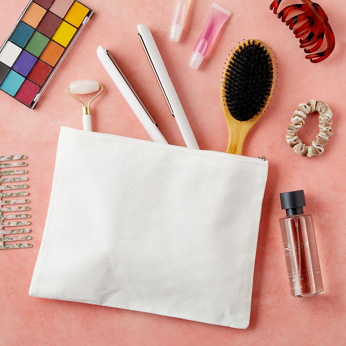 Bright Creations 6 Pack Large Cosmetic Canvas Pouch With Zipper 9 x 12, Blank Bag Organizer Purse for Travel, Toiletry, DIY Crafts