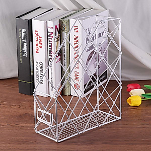 NUOBESTY Bookshelf for Office File Racks for Desktop Magazine File Holder Jewelry Organizer Hanger Desktop Organizer Magazine Stand Desk Accessories Storage Book Shelf White