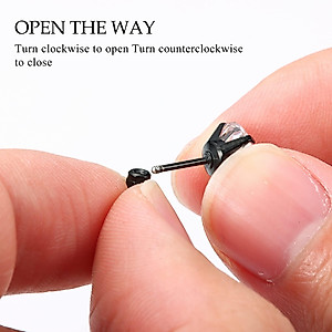 CASSIECA 5 Pairs Surgical Steel Screw Back Stainless Steel Stud Earrings for Women Men, Rainbow 5A Cubic Zirconia Sleeper Studs Hypoallergenic Earrings for Sensitive Ears 6mm