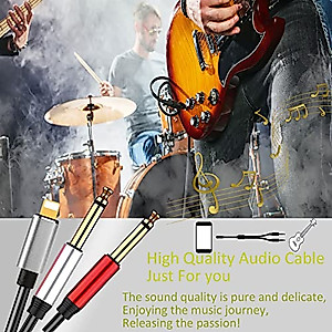 WUSERNING iOS Port to 2-Male 6.35mm (1/4 inch) TS Mono Stereo Y-Cable Splitter Compatible for iPhone,iPad,iPod,Amplifier,Mixing Console,Speaker,etc(6.6Feet)