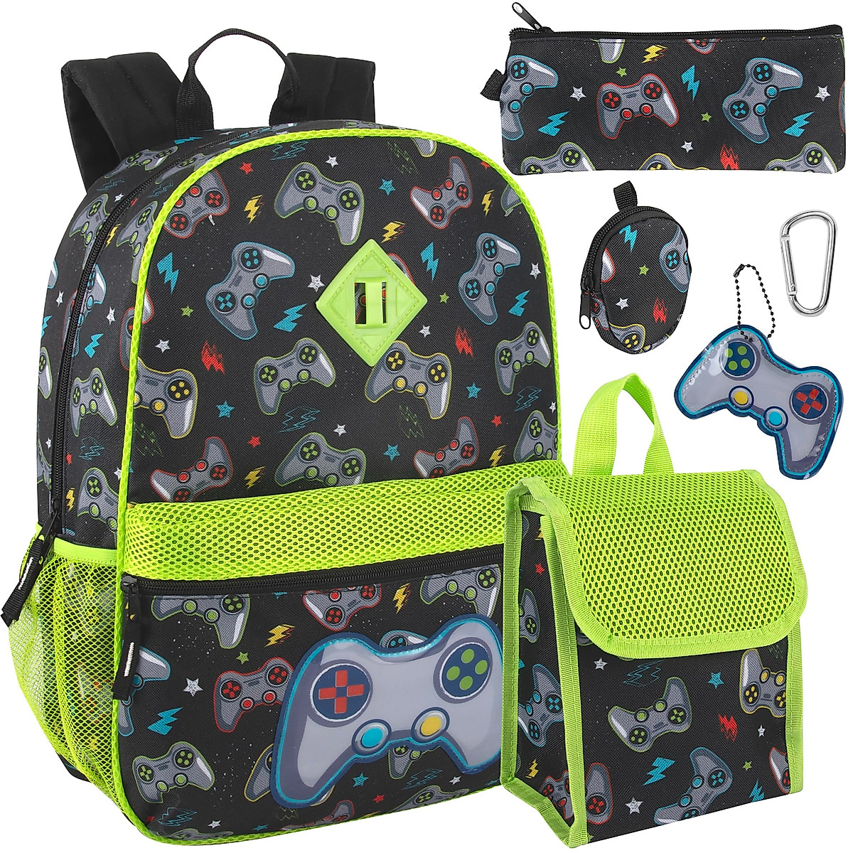 Trail maker Boy's 6 in 1 Backpack With Lunch Bag, Pencil Case, and Accessories