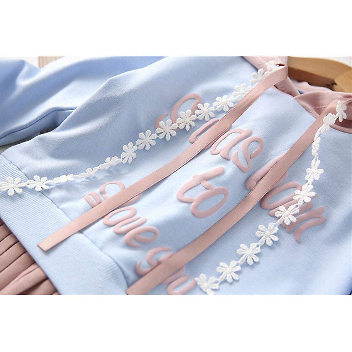 HZYBABY Baby Girls Long Sleeve Princess Skirt Dress for Toddler Swing Casual Hoodie Sweatshirt Dress Knee Length Blue, 3T