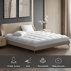 Hotel Grand Pillow Top Mattress Topper King Size - Waterproof Mattress Protector Quilted Fitted Mattress Pad Cover with 8-20 Inch Deep Pocket Down Alternative Fill (78x80 inch, White)
