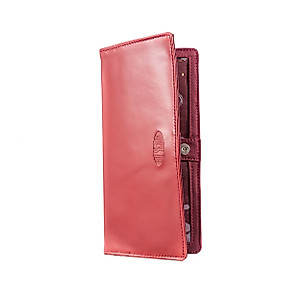 Big Skinny Women's Executive Leather Bi-Fold Checkbook Slim Wallet, Holds Up to 40 Cards, Red