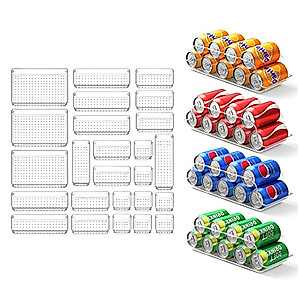 Lifewit 25 PCS Drawer Organizer and 4pcs Soda Can Pop-Top Organizer