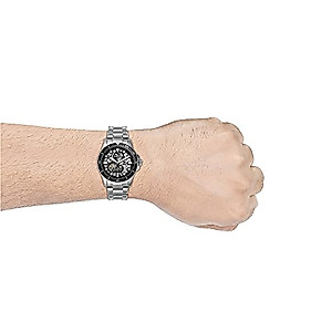 Fossil Men's FB-01 Automatic Stainless Steel Three-Hand Watch, Color: Silver/Black (Model: ME3190)