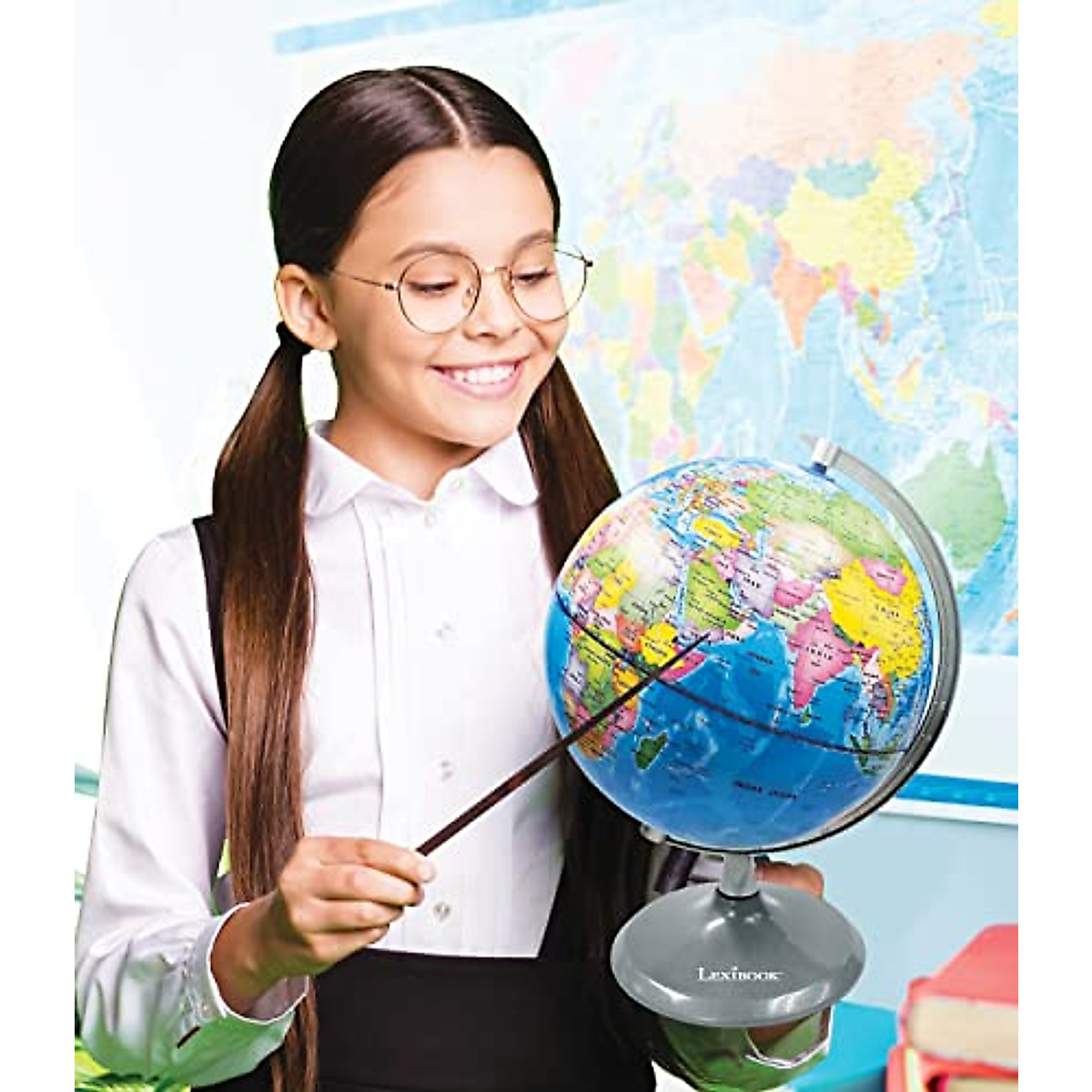 Lexibook Luminous Globe Planetarium, STEM, 2-in-1 Globe During The Day, Constellation map at Night, Blue/Black, NLJ185EN