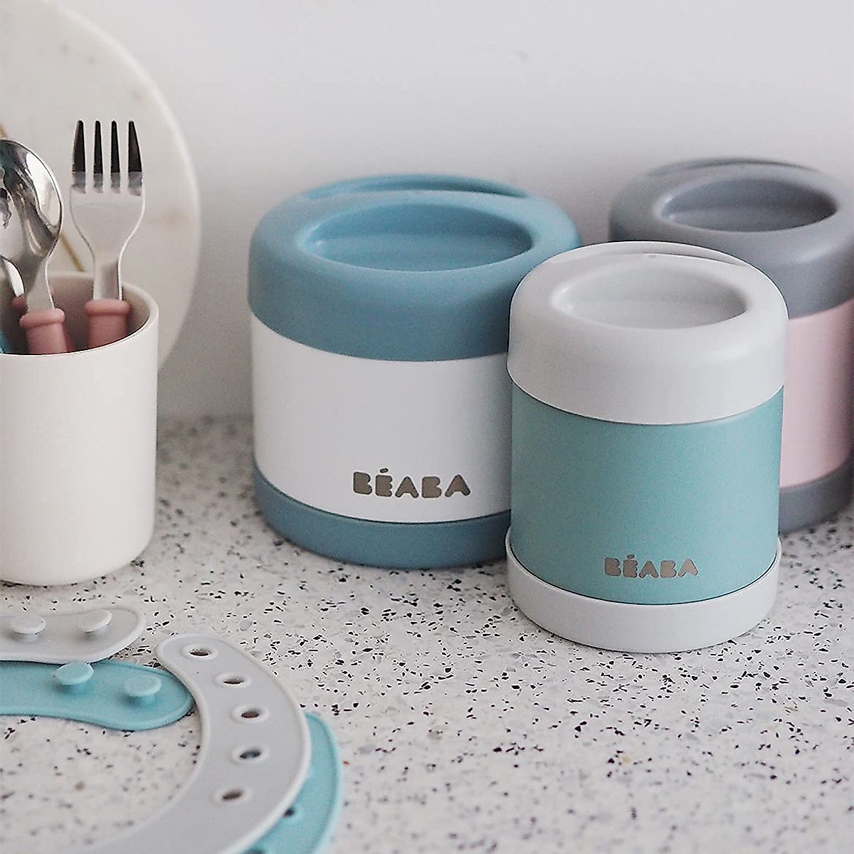 BEABA Wellington Diaper Bag Backpack and BEABA Stainless Steel Insulated Food Jar