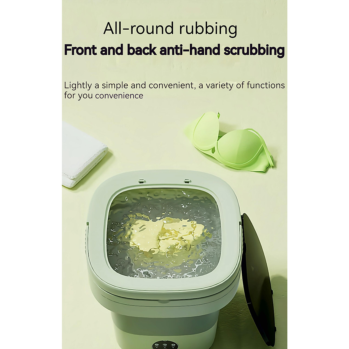 Portable washing machine, 8L large capacity mini washing machine, foldable, three intelligent modes for cleaning underwear and baby clothing, suitable for apartments, dormitories, and travel (Pink)