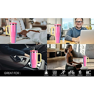 AFINSEA 40oz Tumbler with Handle,Insulated Tumbler with Lid and Straw,Double Wall Vacuum Stainless Steel Travel Mug Iced Coffee Car Cup for Hot and Cold Beverage(Fairyland Pink)