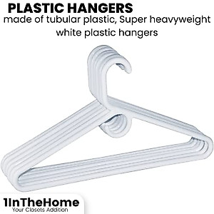 1InTheHome Heavy Duty White Hangers Tubular Plastic Hangers, Set of 24 (Heavy Duty)