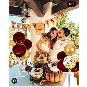 Graduation Decorations Maroon Gold 2024/Burgundy Gold Gaduation Party Decorations/Burgundy Gold Balloons FSU ASU/Burgundy Birthday Decorations Fall/2 Sets Table Centerpiece Balloon Stand Kits