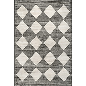 nuLOOM Gianna Contemporary Geometric Checker Tile Area Rug, 4x6, Grey