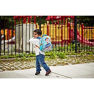 Blippi Backpack with Sound for Boys and Girls, Clear Front Pocket and Mesh Side Pockets, Toddler’s Schoolbag with Padded Back and Adjustable Straps, Versatile Day Pack for Kids, Blue and Orange