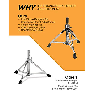 HXW Heavy Duty Drum Throne Seat for Adults, Height Adjustable and Rotatable, Cozy Motorcycle Style Stool Chair with Double Braced Anti-Slip Feet