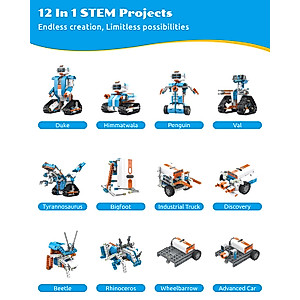 WhalesBot E7 Pro 12-in-1 STEM APP Coding Robot Kit, Scratch Programming for Kids, 637-Piece Educational Building Set with Interactive Books & APP 3D Model Guidance, Toy Gift for Boys & Girls Ages 8-12