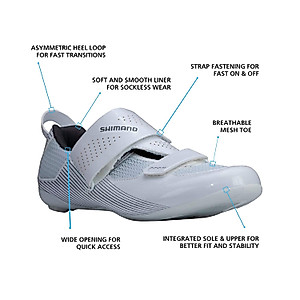 SHIMANO SH-TR501 Specialist Short Course Triathlon Shoe, White, 11-11.5 Men (EU 46)