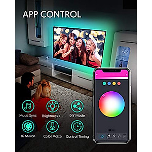 TV LED Backlights, 9.8FT Smart LED Lights for Behind TV with Music Sync 16 Million Colors Changing RGB Strip Lights Compatible with Alexa Google Home for 40-60 inch TVs, WiFi APP Control