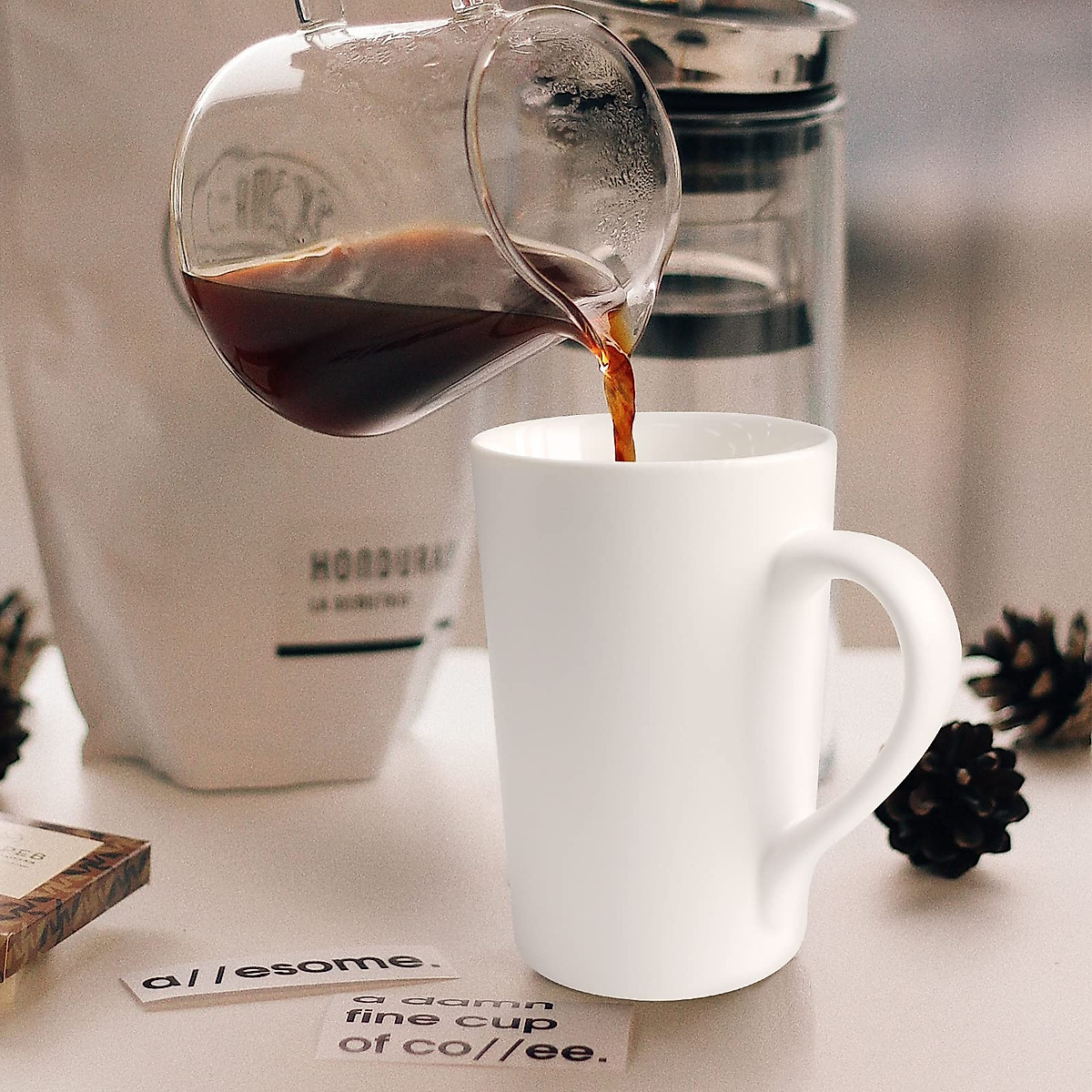 Belinlen 2 Pack 12 OZ Sublimation Mugs Blank Ceramic Coffee Cup Simple Pure White Ceramic Cup Plain White Porcelain Mugs