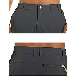 LACSINMO Men's Below Knee Shorts Quick Dry 3/4 Hiking Long Walking Shorts Summer Thin Capris with 4 Zipper Pockets Dark Grey