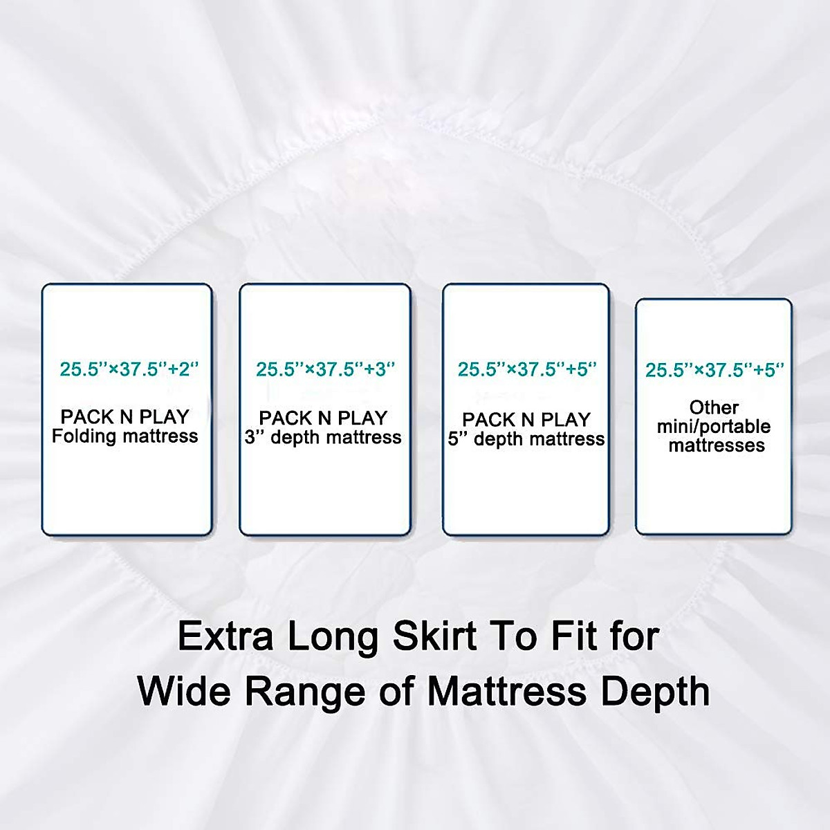 Pack n Play Sheet Quilted Waterproof Protector, 2 Pack Premium Fitted Pack n Play Pad Cover 39" X 27" fits for Baby Foldable and Playard Mattress, Portable Mini Crib, Gray&White