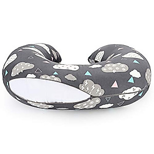 COSMOPLUS Stretchy Nursing Pillow Covers 2 Pack Nursing Pillow Slipcovers for Breastfeeding Moms,Ultra Soft Snug Fits On Infant Nursing Pillow,Clouds Whales