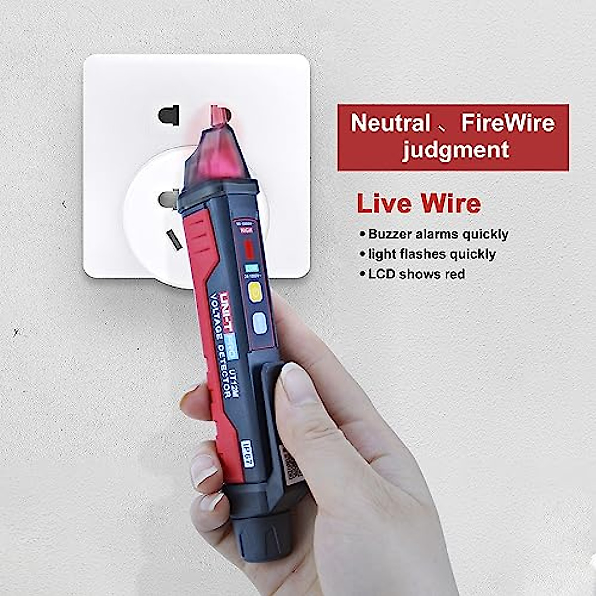 UNI-T Non-Contact AC Voltage Tester Pen, 24V-1000V Volt Detector Pen, Dual Range Live/Null Wire Tester Circuit Tester with LCD Display, Buzzer Alarm, Flashlight (UT12M)