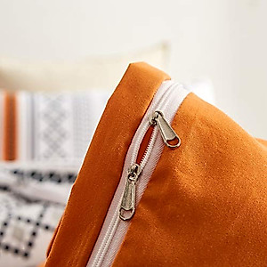 YFISAN Bohemian Duvet Cover Set Queen Size Orange Full Boho Comforter Cover Set Western 3 Pieces Geometric Lightweight Soft Breathable Farmhouse Bedding Duvet Cover Set White (Style 4, Queen，90"x90")