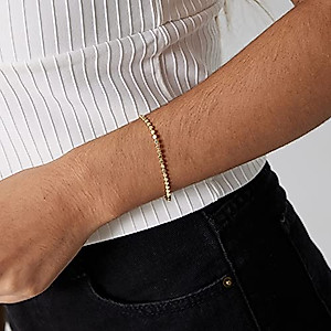 Kyerlyn 14K Gold Plated Handmade Dainty Dot Bracelet Cute Thin Everyday Bracelets for Women Men Size 6.5-8.5 Inch