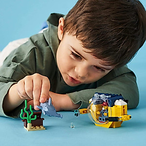 LEGO City Ocean Mini-Submarine 60263, Underwater Playset, Featuring a Toy Submarine, Pirate Treasure Chest, Hammerhead Shark Figure and a Pilot Minifigure, Great Gift for Kids (41 Pieces)