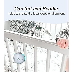 Portable White Noise Machine for Baby Sleeping | 8 Night Lights | 17 Soothing Sounds | USB Rechargeable | Safe Clip Easy Hanging & Child Lock | Compact and Lightweight for On-The-Go & Travel, Kids
