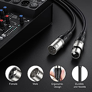 EBXYA 100Ft XLR Microphone Cables 2 Packs - Premium Balanced Mic Speaker Cable with 3 Pins XLR Male to Female 100 Feet, Black