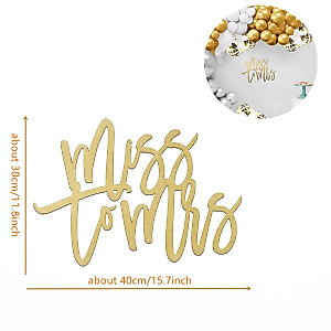 Golden Miss to Mrs Sign Wood Party Banner for Bridal Shower Decor, Bachelorette Party Backdrop, Engagement, Wedding, Couples, Greenery Hedge Wall, Photo Backdrop