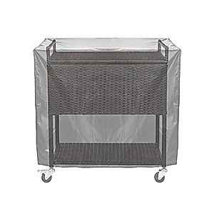 QWORK Rolling Cooler Cart Cover, Waterproof 80 Quart Oxford Patio Ice Chest Protective Covers, 36L x 20W x 34H inch, Fits Most Patio Ice Chest Party Cooler, Outdoor Beverage Cart Cover, Black