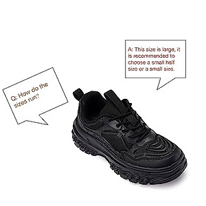 Asiman Women's Chunky Platform Sneakers Platform Lace-Up Lightweight Breathable Mesh Comfortable White Beige Black Pink Sneakers (Black,6.5)