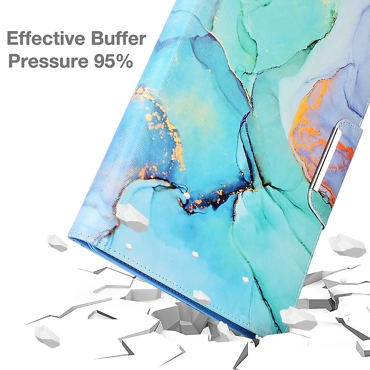 9.5-10.5 inch Tablet Case, Universal Protective Cover Stand Folio Case for 9 10 10.2 Inch Android Touchscreen Tablet, Green-Gold Marble