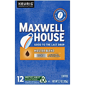 Maxwell House Master Blend Coffee, Light Roast K-Cup Packs, 12 count Box (Pack of 6)