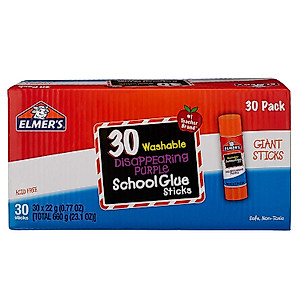 Elmers E605 Disappearing Purple All Purpose Glue Sticks Purple/Clear 30/Box