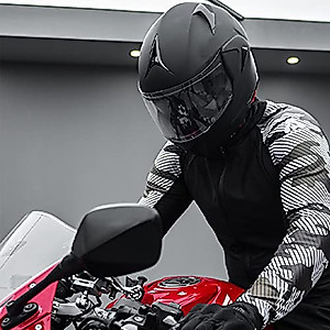 ILM Motorcycle Helmets Modular Dual Visor Flip-up Full Face Street Bike Racing Helmet DOT 5 Colors Model 808 (L, Matte Black)