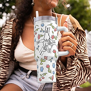 Personalized 40 Oz Stainless Steel Tumbler Best Mom Ever Cup Gift, Custom Name 3D Inflated Effect Travel Mug, Birthday Valentine's Day Coffee Mug for Mom Nana Mothers Day Gifts for Mom,05