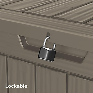 28 Gallon Resin Deck Box, Lockable Waterproof Ourdoor Storage Container for Pool Accessories, Patio Furniture, Cushions, Toys and Garden Tools - Black (Grey)