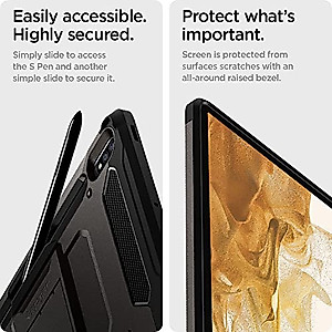 Spigen Tough Armor Pro Designed for Galaxy Tab S8 Case (2022) / Galaxy Tab S7 Case (2020) with S Pen Holder - Gunmetal