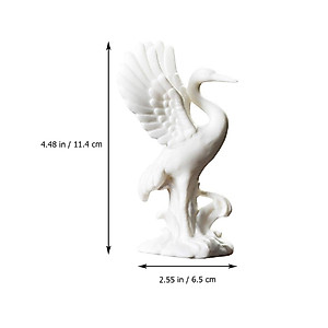 Crane Garden Statues Ceramic Crane Figurine Miniature Standing Crane Sculptures Bird Art for Centerpieces Bonsai Table Decor