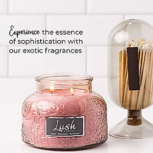 A Cheerful Giver - Amber Bergamot Patchouli - 20oz Large Scented Candle Jar with Lid- Lush - 95 Hours of Burn Time, Gift for Women, Pink