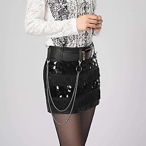 Wisdompro Pants Chain, Heavy Duty Belt Chain Hip Hop Punk Trousers Jeans Chain with Lobster Clasps for Men and Women -2 Layer