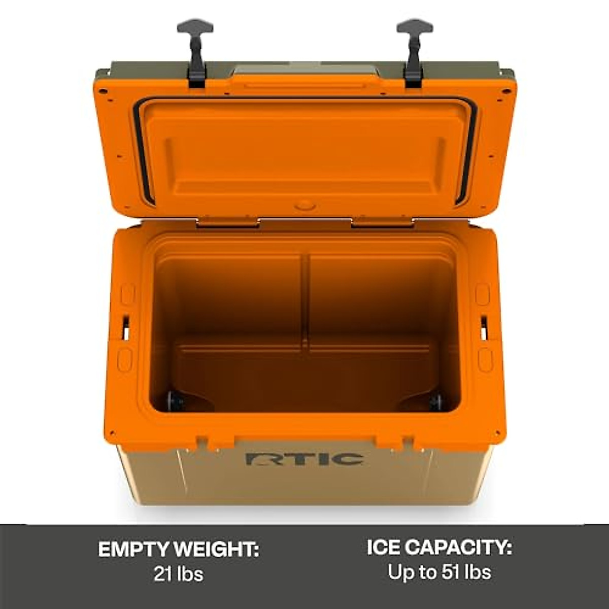 RTIC Ultra-Light 52 Quart Hard Cooler Insulated Portable Ice Chest Box for Beach, Drink, Beverage, Camping, Picnic, Fishing, Boat, Barbecue, 30% Lighter Than Rotomolded Coolers, Trailblazer